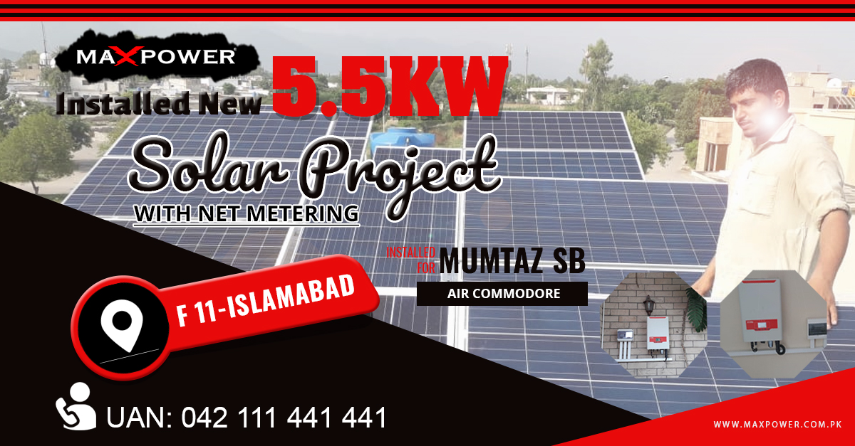 A 5.5kW Solar Project Installed at F11 - Islamabad - Maxpower